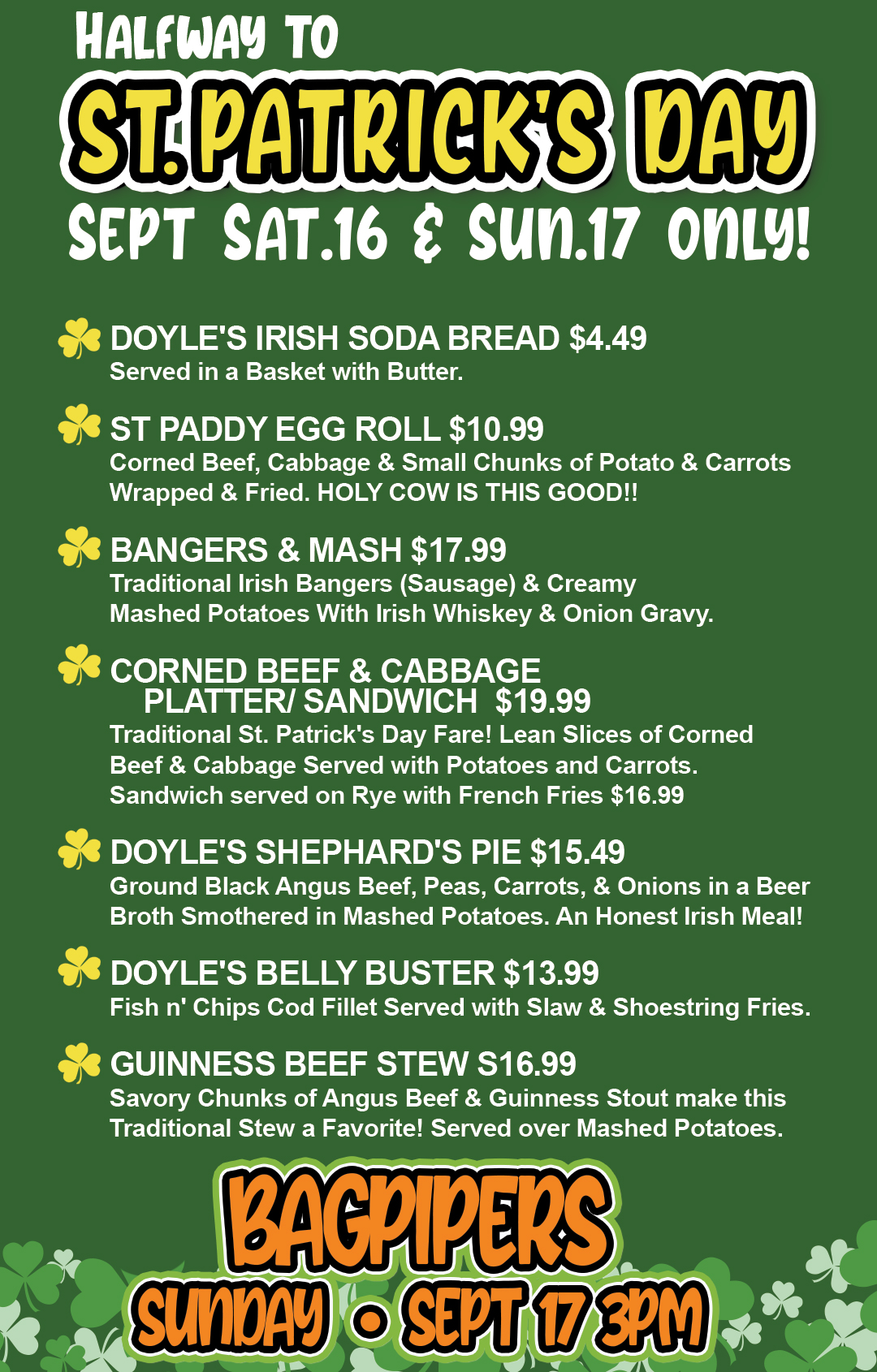 Menu - Doyle's Pour House